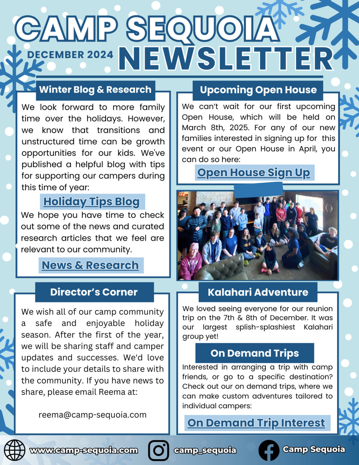 Winter 2024 Newsletter - Camp Sequoia